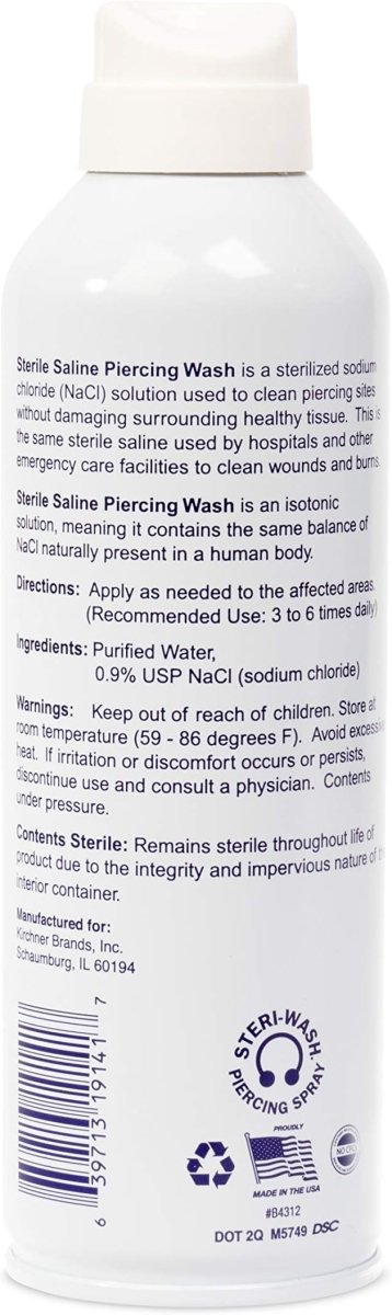 Steri-Wash© A trusted Sterile Saline Spray for healing piercings 8oz